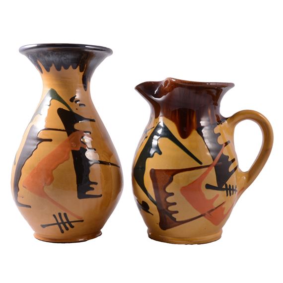 Thomas Buxo | Two Thomas Buxo 1960s slipware vessels (1960s) | MutualArt