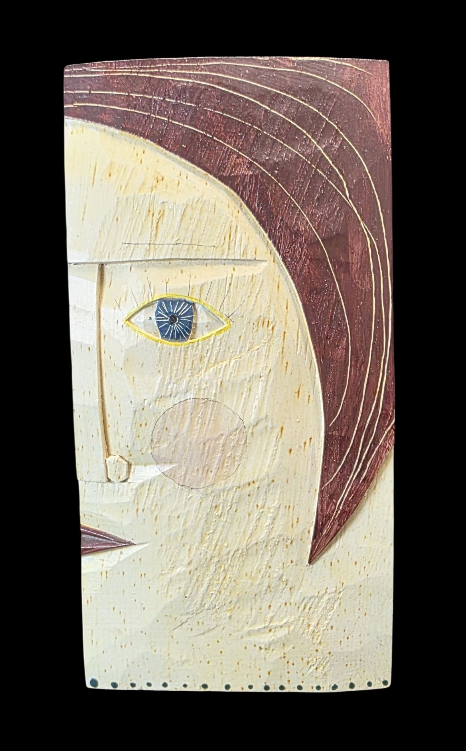 Daniel M. Hale | Folk Art Wood Box /w Head Portrait (1990) | MutualArt