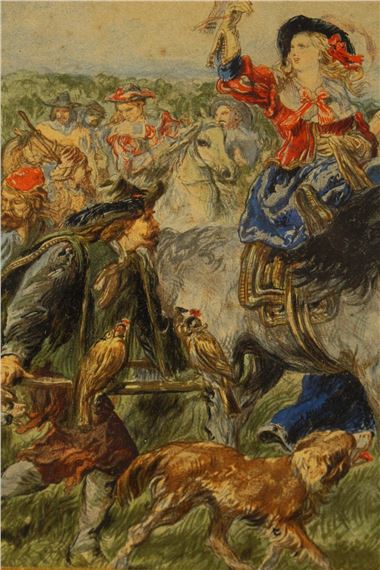 Sir John Gilbert | Pair of Watercolors, Hunting Scenes (1867) | MutualArt
