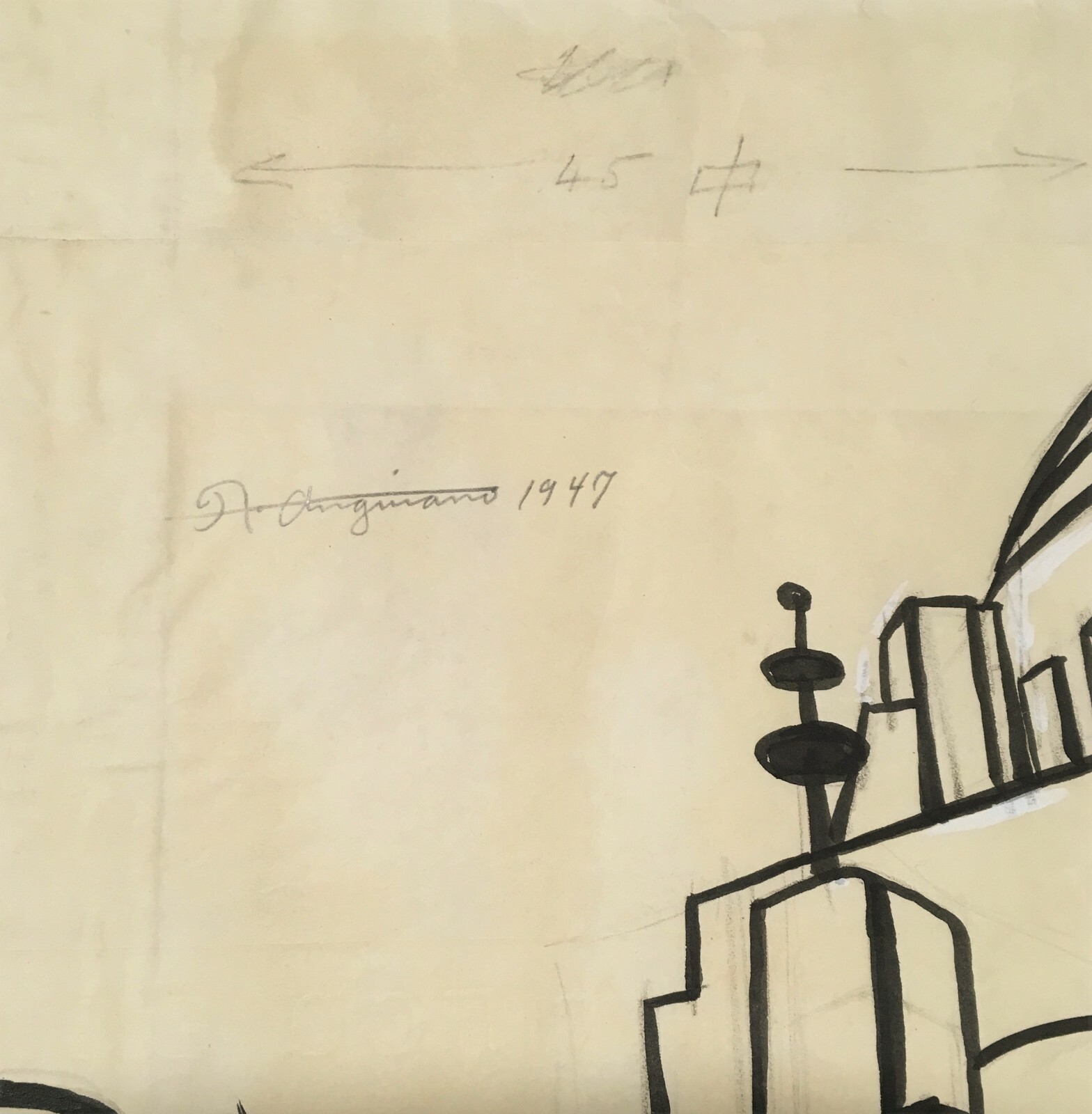 Raúl Anguiano | Original 1947 Raul Anguiano Ink Drawing of Monumento a ...