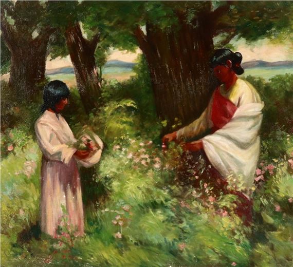 Raphael Lillywhite | 2 Native American Girls in Nature (Circa 1940 ...