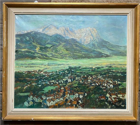 Otto Hamel | Panorama Main Work Alps Village Signed Antique Oil (1900 ...