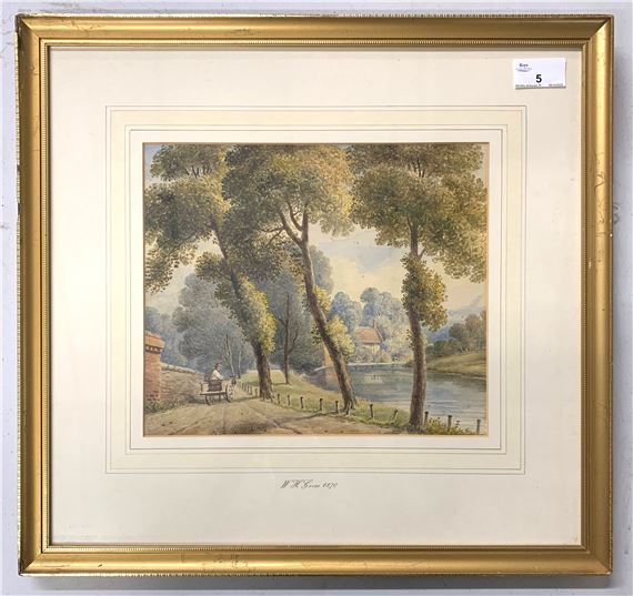 William Henry Goose | Countryside scene with a horse and cart traveller ...