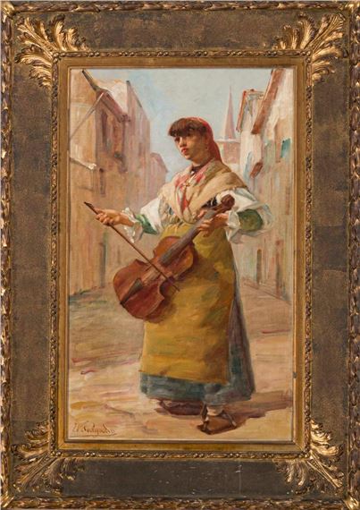 José Maria Veloso Salgado | Figura feminina com violoncelo | MutualArt