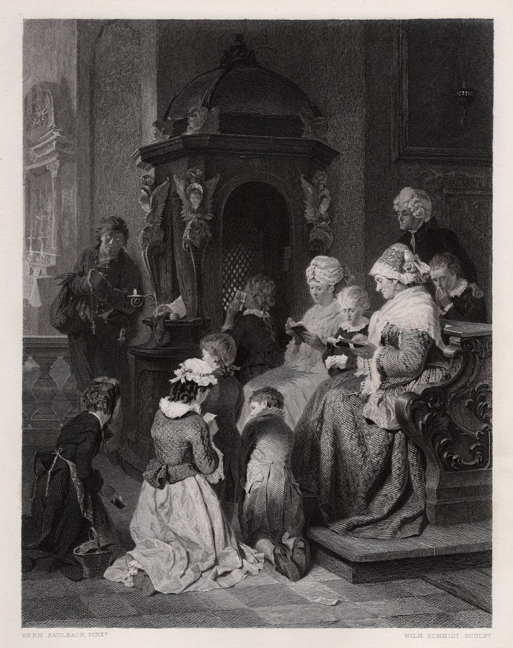Hermann Kaulbach | The First Confession (1880) | MutualArt