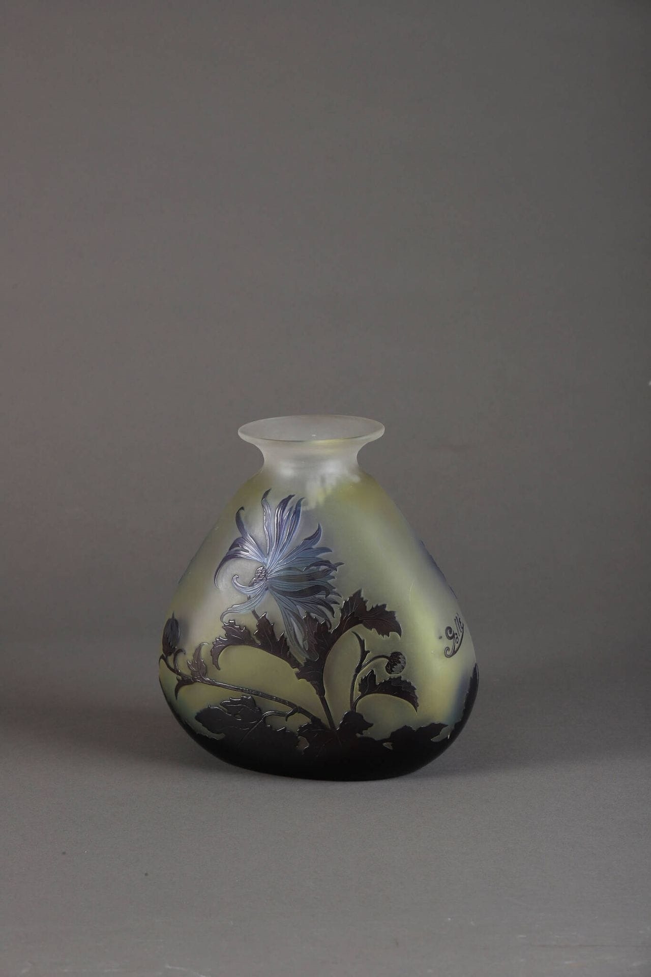 Gallé | Conical vase with flattened body and open neck | MutualArt