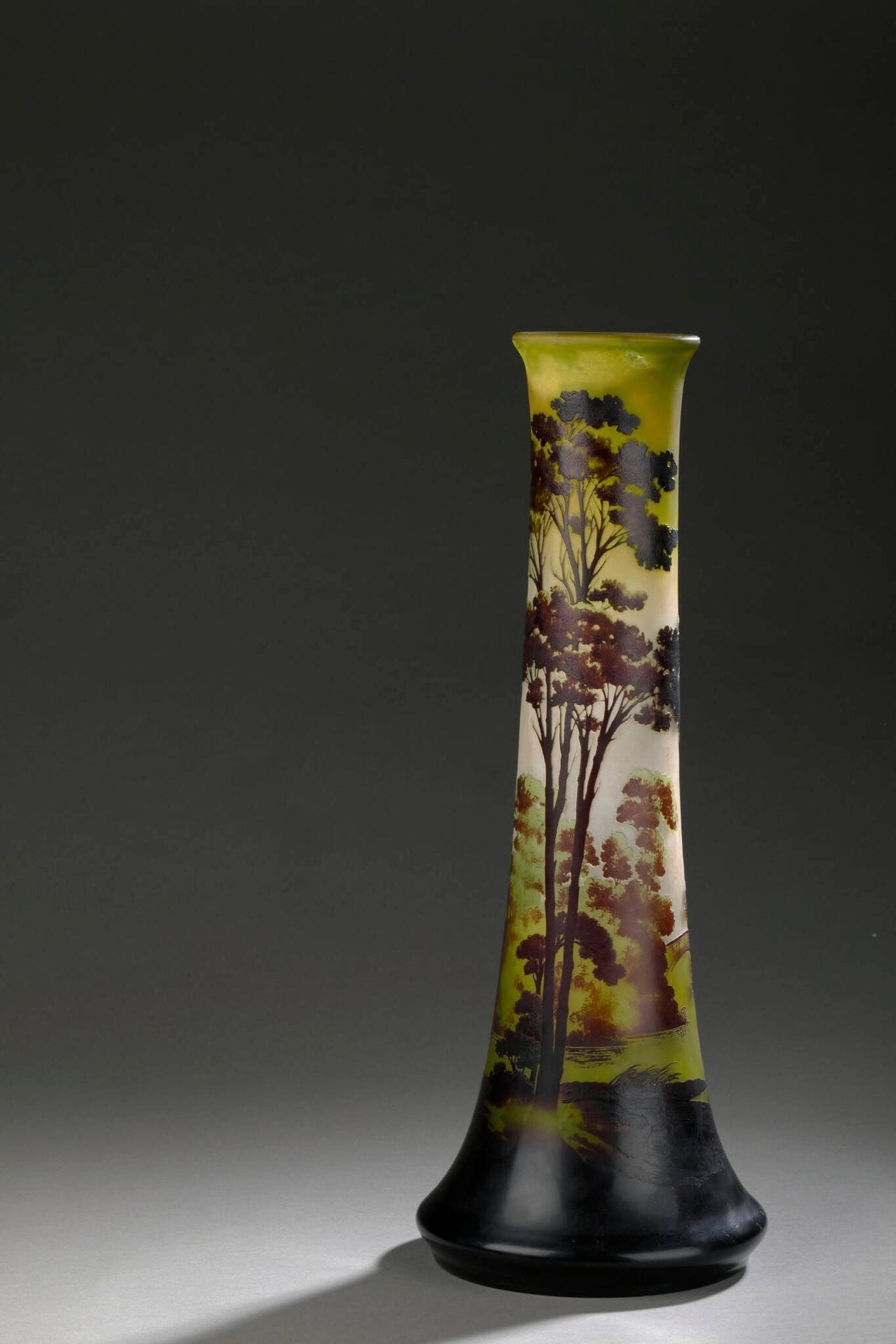 Gallé | Tubular vase on swollen base | MutualArt