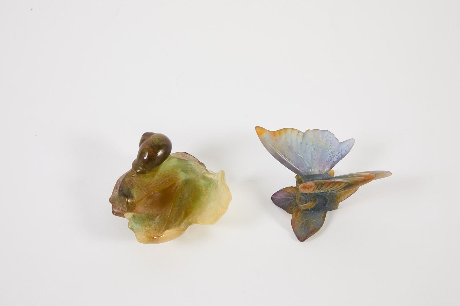 Daum Frères | Set of two subjects in colored pâte de cristal, one a ...
