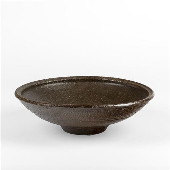 Warren MacKenzie | Dark Brown Bowl with Central Design | MutualArt