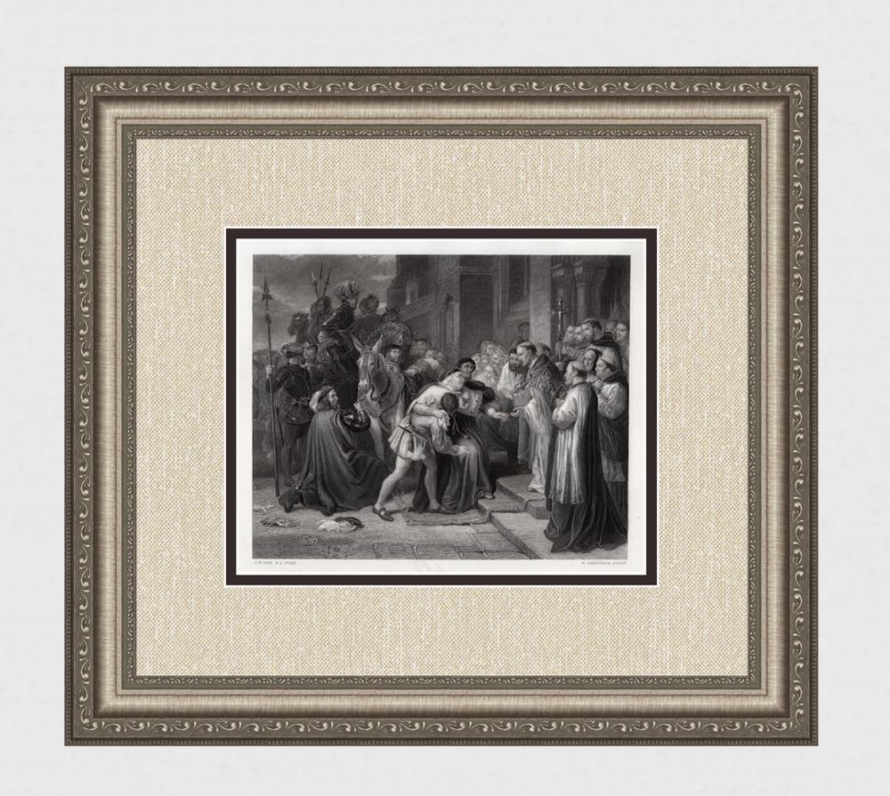 Charles West Cope | Wolsey Surrounded by Monks (1859) | MutualArt