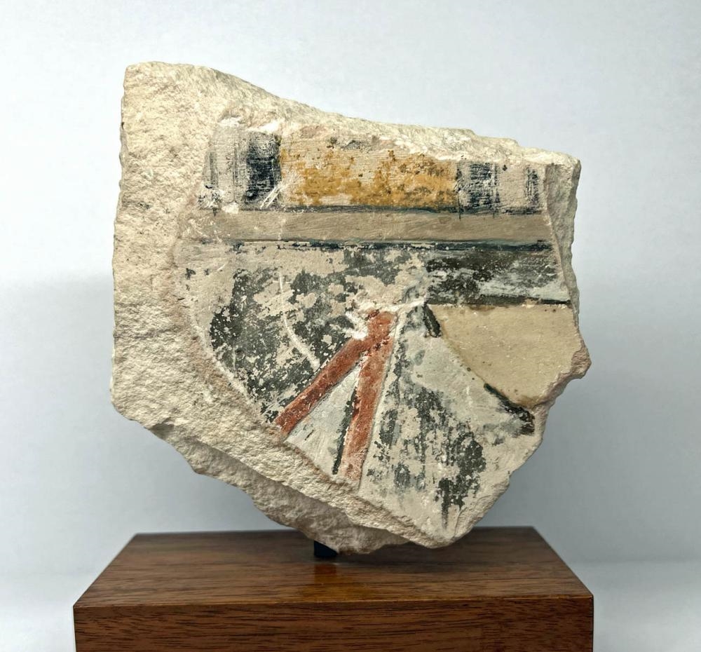 Egyptian School | Egyptian Limestone Mural Fragment, Original Pigments ...