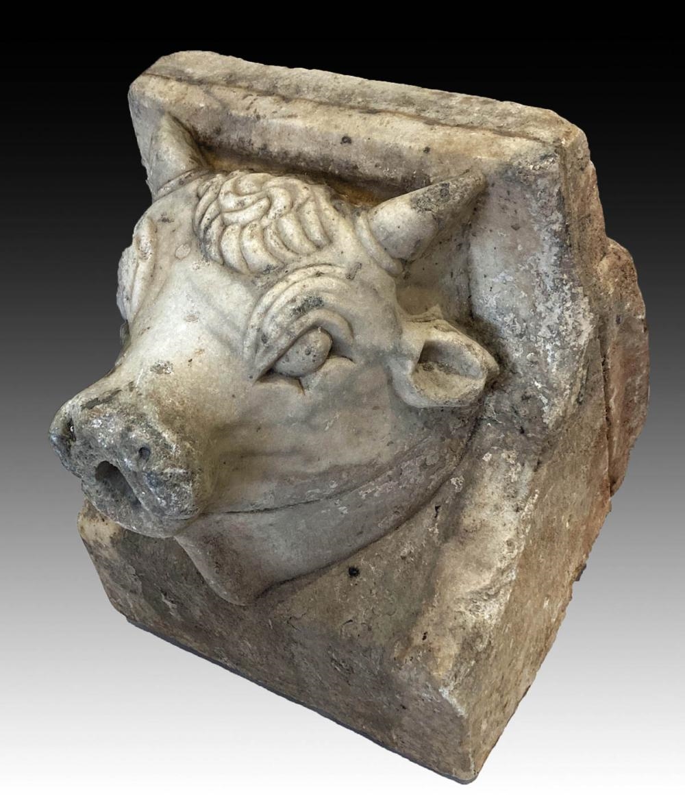 Greek School | Greek Marble Fountain Spout in the Form of a Bull ...