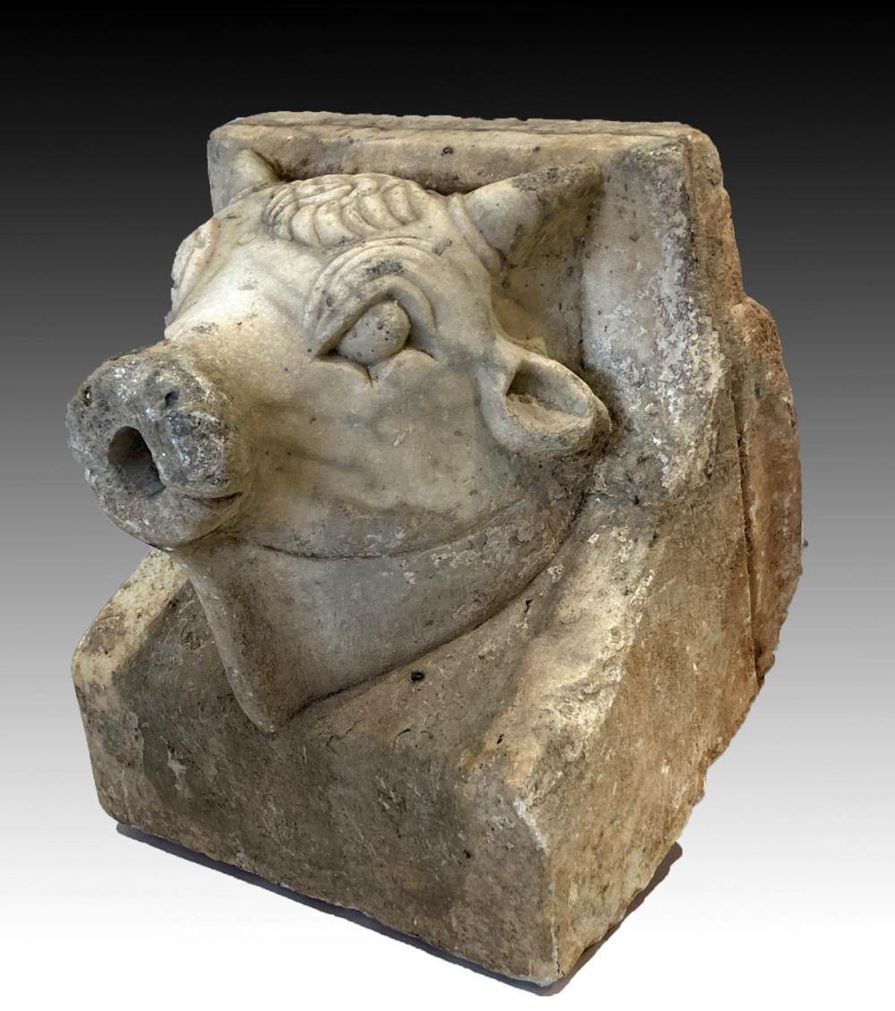 Greek School | Greek Marble Fountain Spout in the Form of a Bull ...