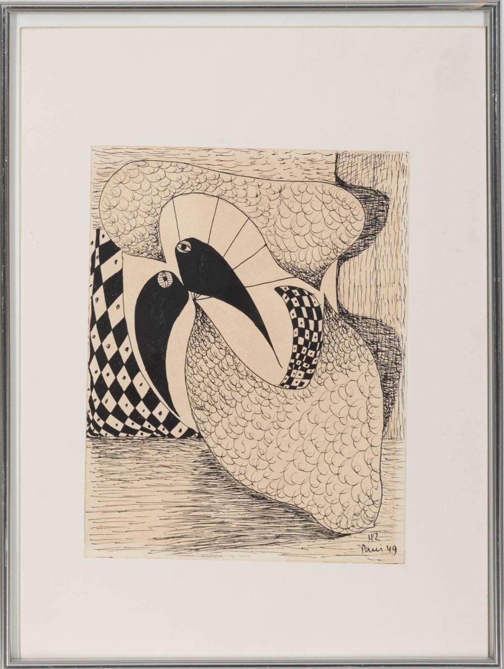 Henrique Risques Pereira | Desenho tinta-da-china sobre papel (1949) | MutualArt