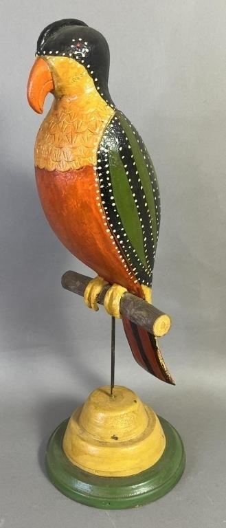 Keith T. Collis | folk art carved parrot | MutualArt