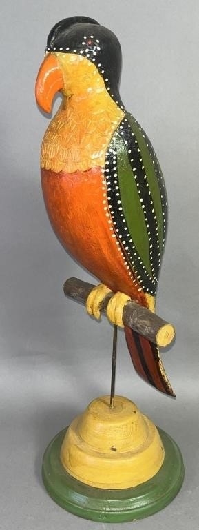 Keith T. Collis | folk art carved parrot | MutualArt