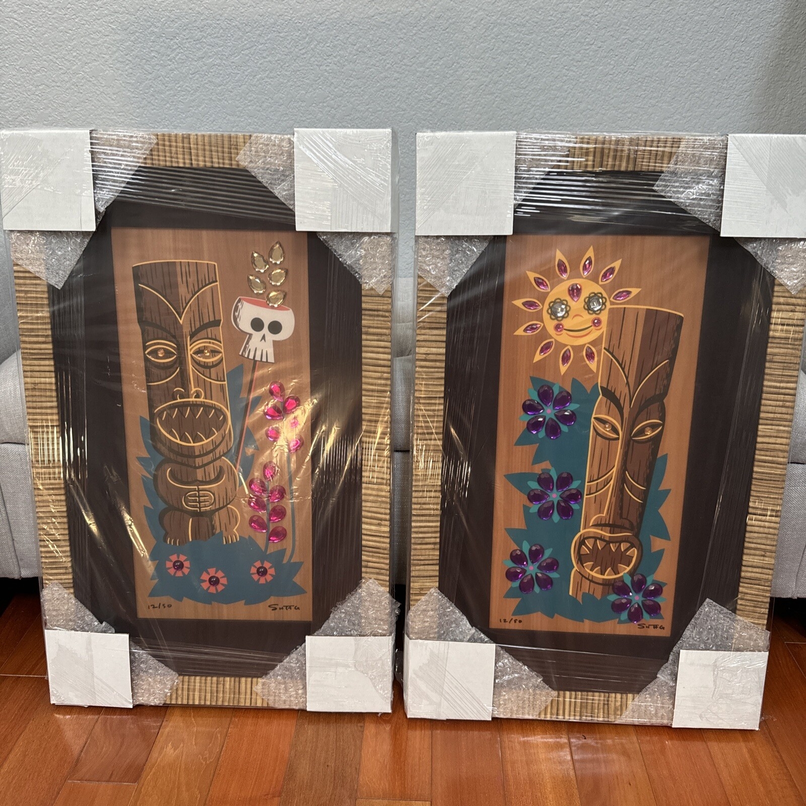 Shag | 2 Set Shag Signed 12/50 Tiki De La Sol Prints On Wood 25” X 15.5 ...