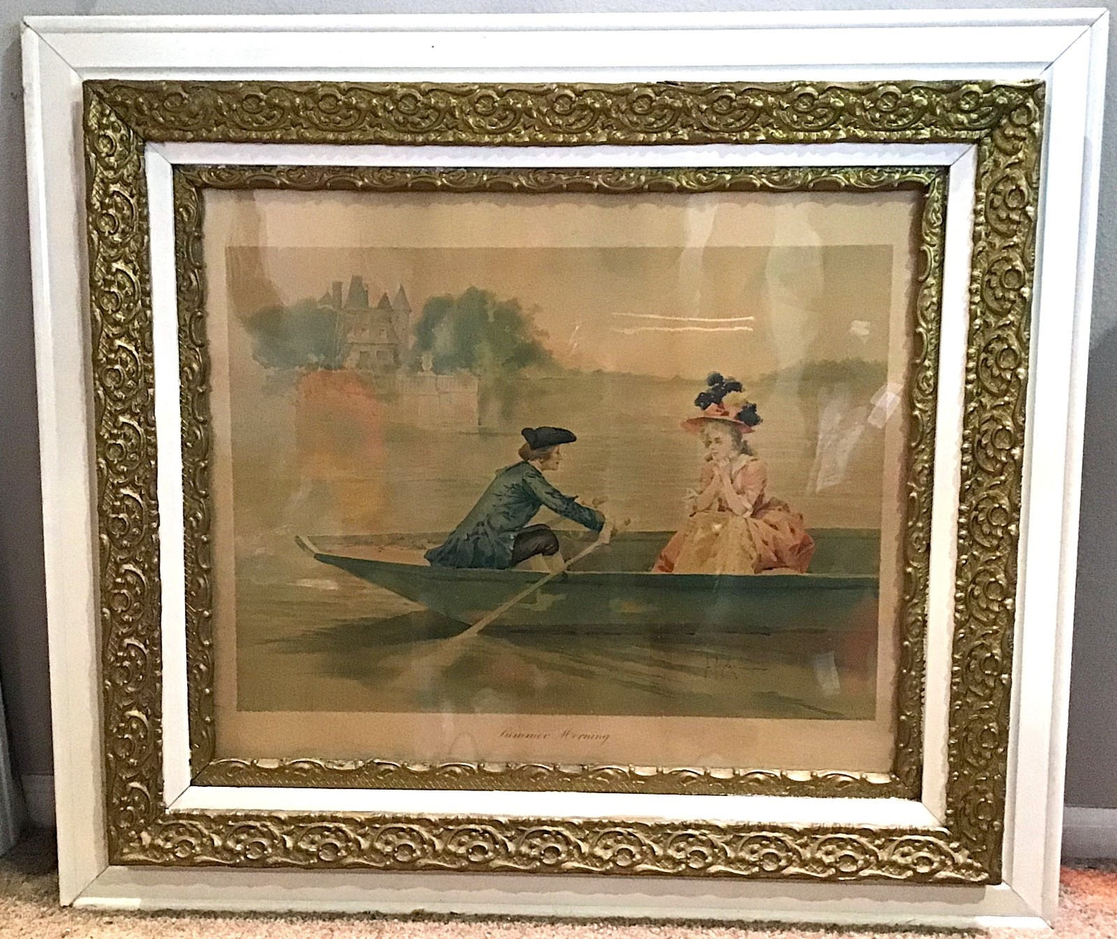 Null Zero | One ANTIQUE Double-Framed 34x30 Victorian-Life / Print ...