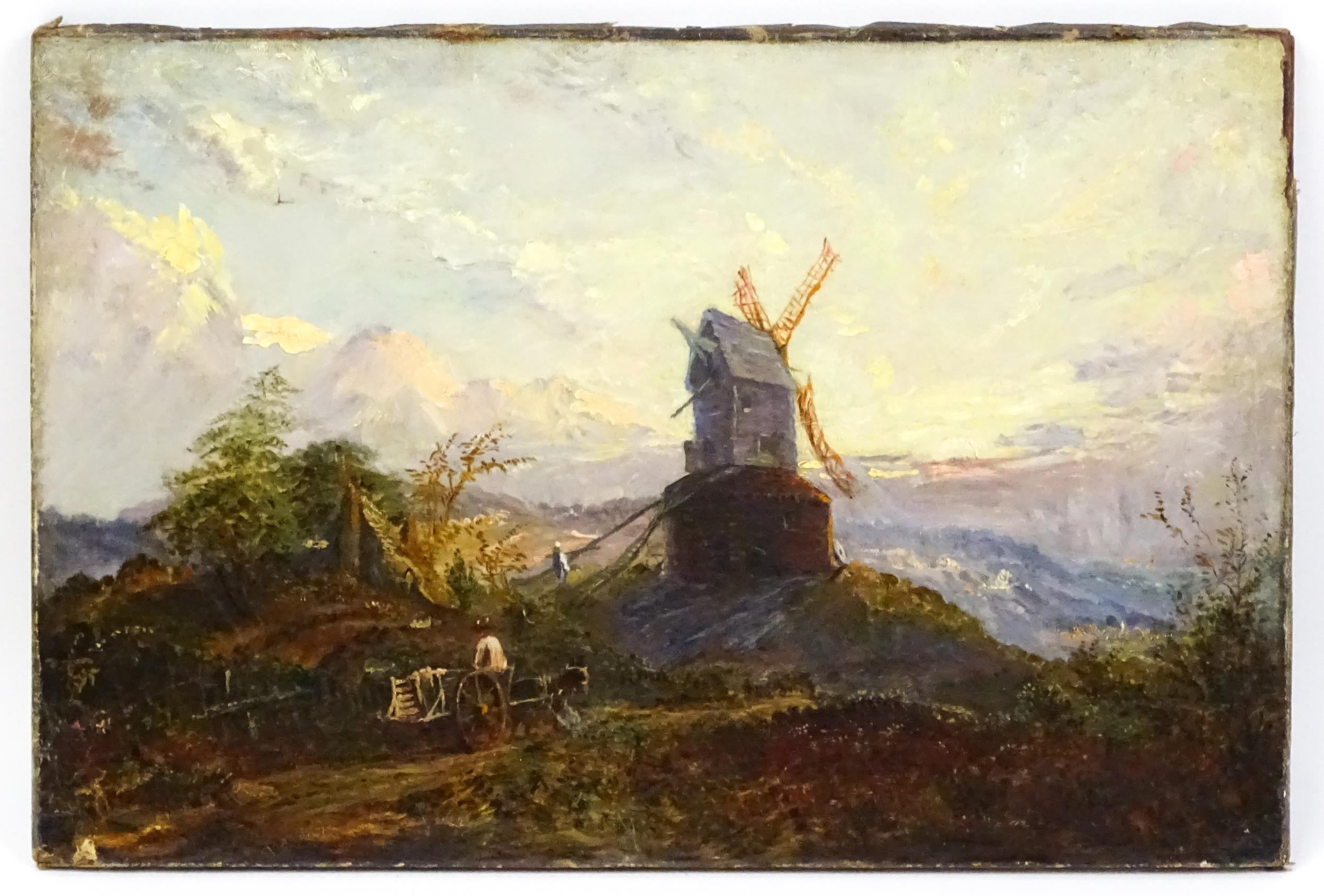 John Linnell the Elder | A landscape scene with a windmill and a figure ...