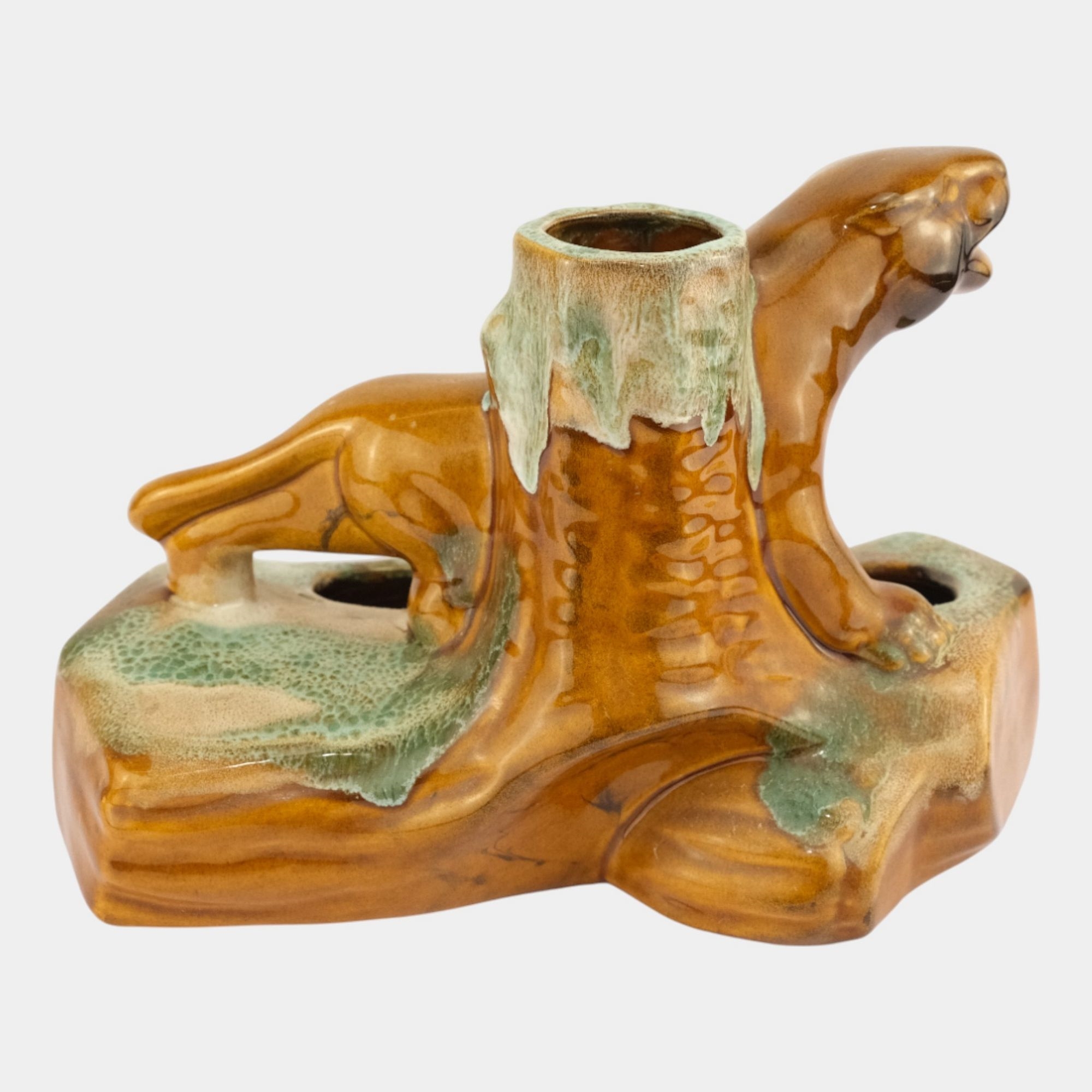 Anna Van Briggle | Mid Century Modern Brown Lion Figurine Planter ...