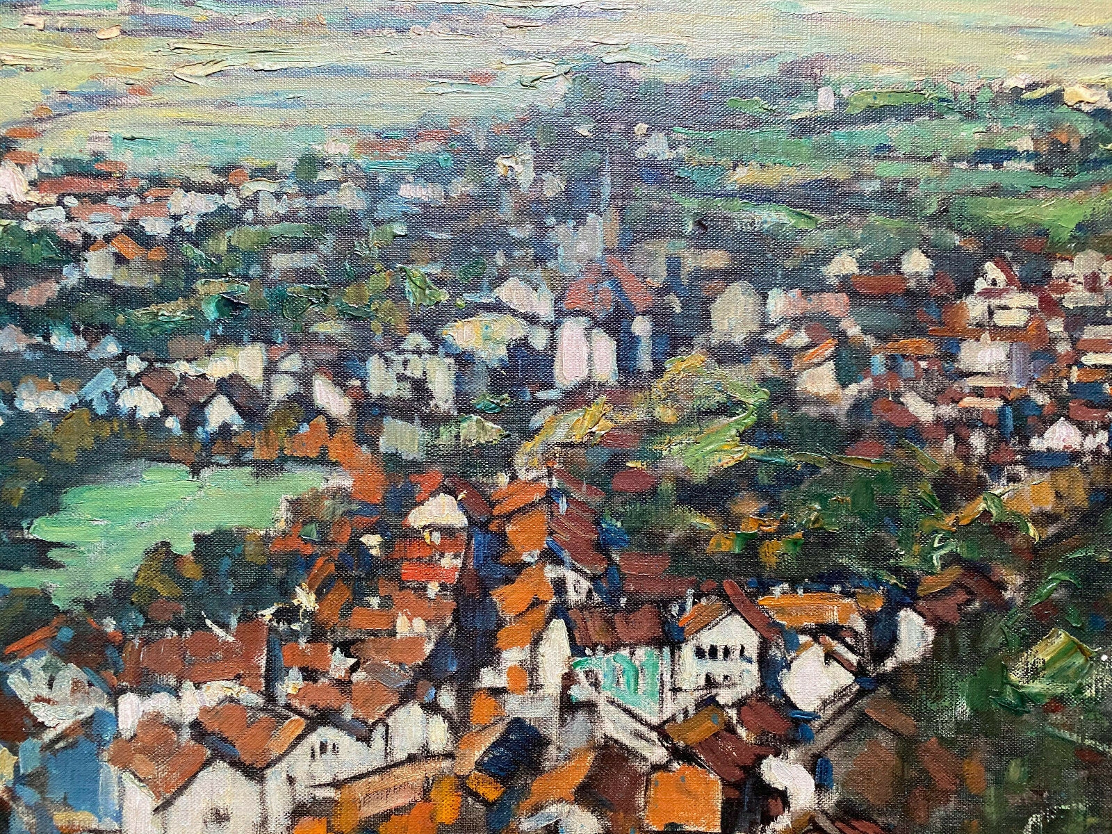 Otto Hamel | Panorama Main Work Alps Village Signed Antique Oil (1900 ...