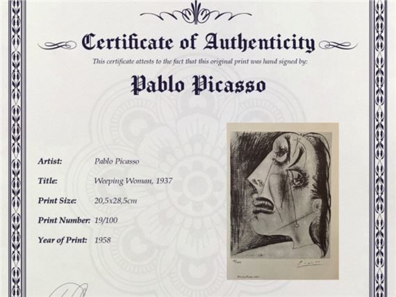 Pablo Picasso | Weeping Woman, 1937 (1958) | MutualArt