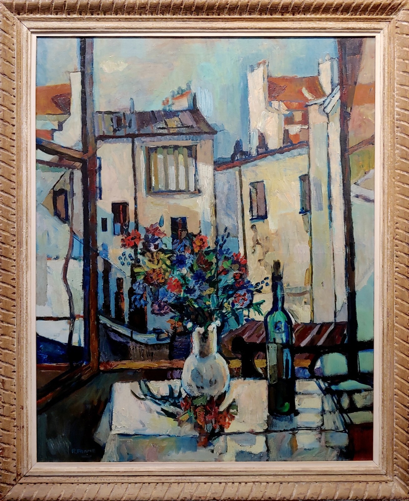 Robert Frame | Bottle of Wine & Flowers by an open Window (Circa 1960s ...