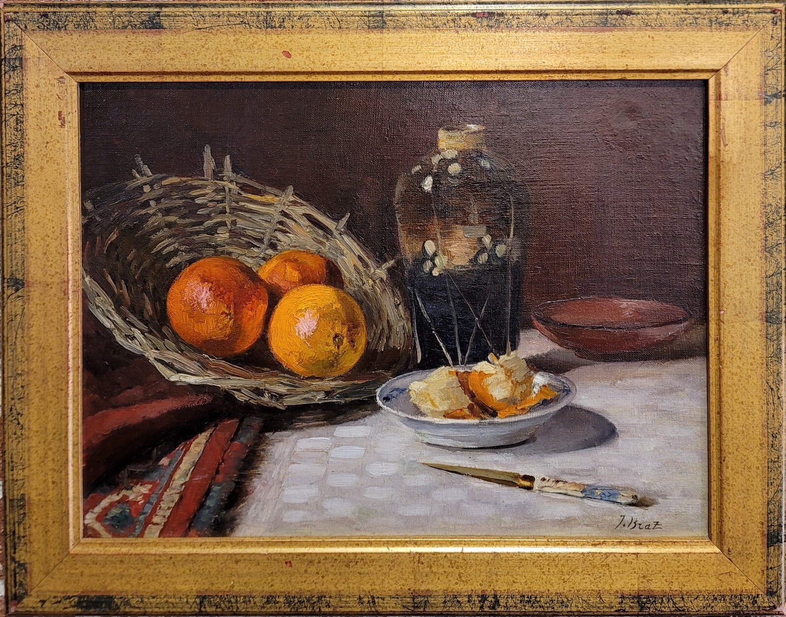 Osip Braz | Still Life w/ Oranges & a Painted Bottle-Oil Painting ...
