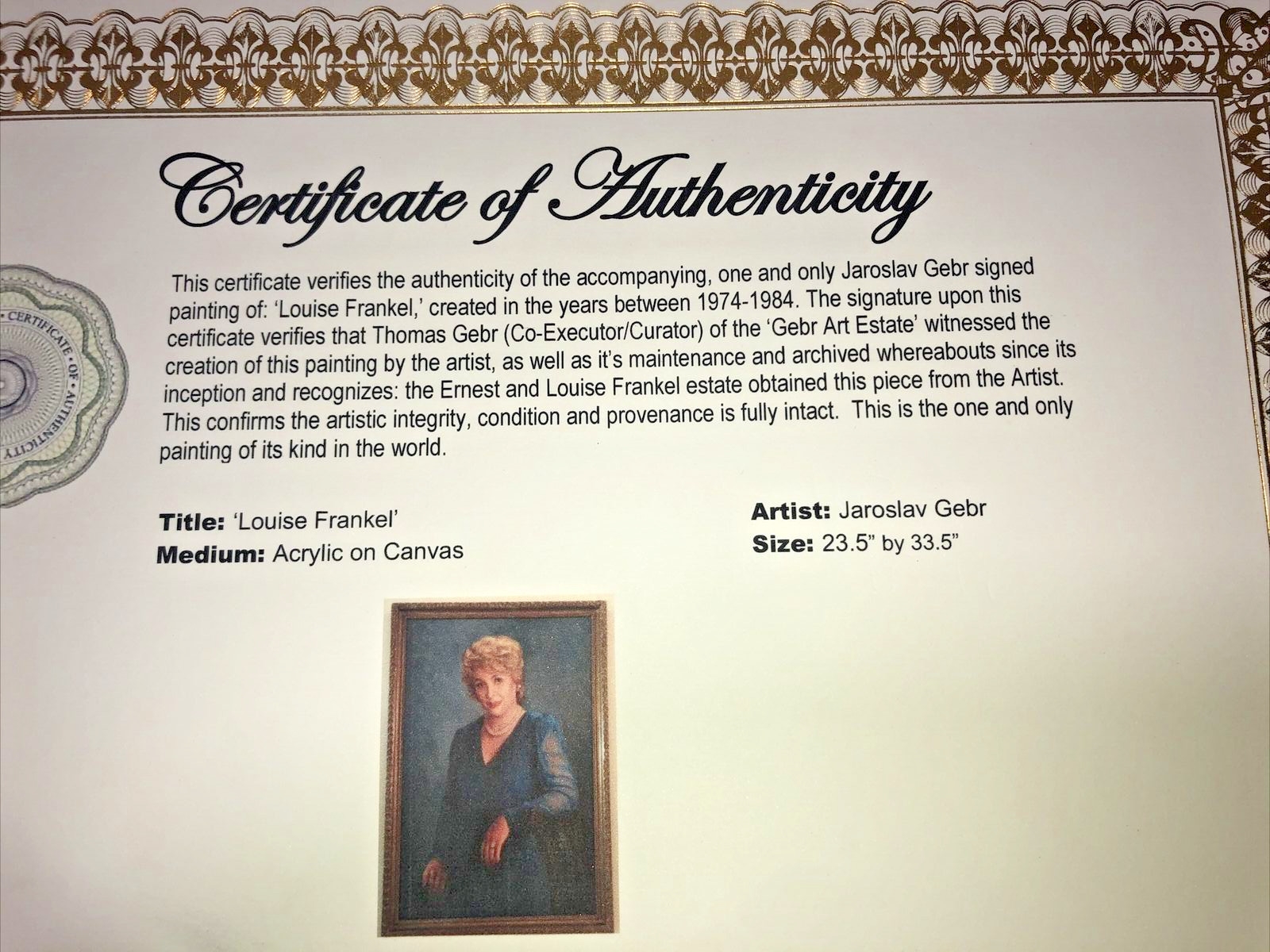 Jaroslav Gebr | Louise Frankel (1974 - 1984) | MutualArt