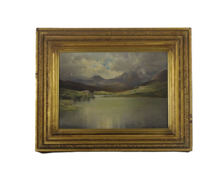 Alfred Oliver | Mountain landscape from a lake | MutualArt