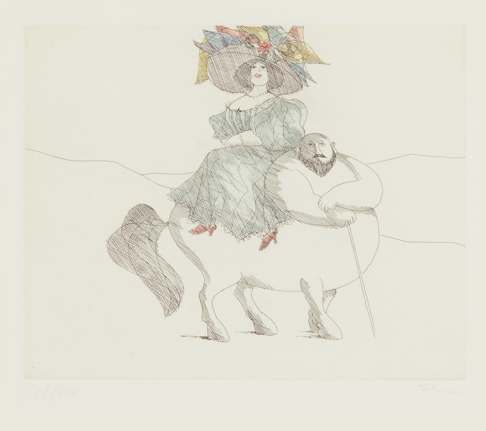 Paul Flora | Dame auf einem Kentauren | MutualArt