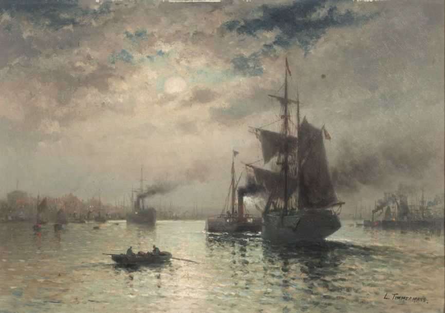 Louis Etienne Timmermans | Port au Clair de lune | MutualArt