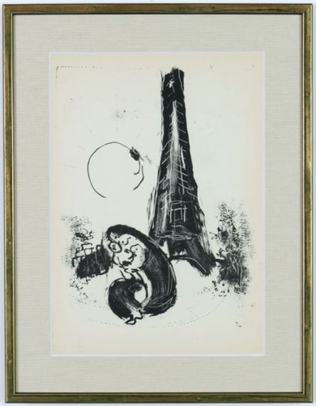 Marc Chagall | MOTHER & CHILD AT THE EIFFEL TOWER. (d (1954) | MutualArt