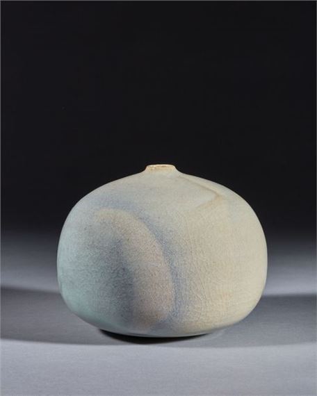 René Ben-Lisa | Pale celadon and blue glazed stoneware ovoid vase with ...