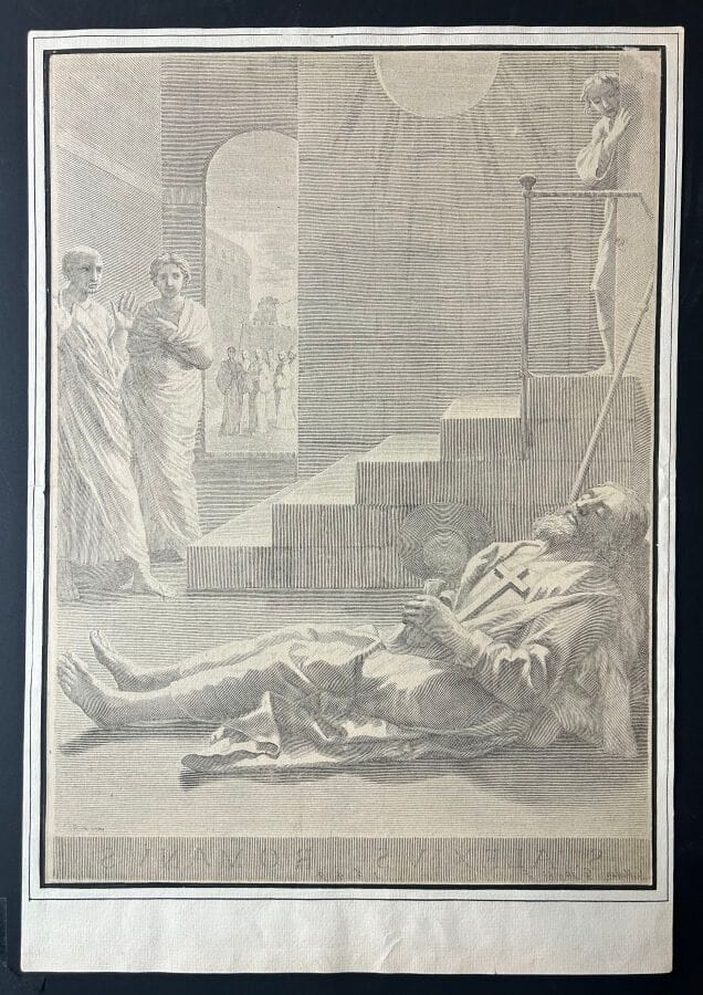 Claude Mellan | Saint Alexis, lying at the foot of the stairs | MutualArt