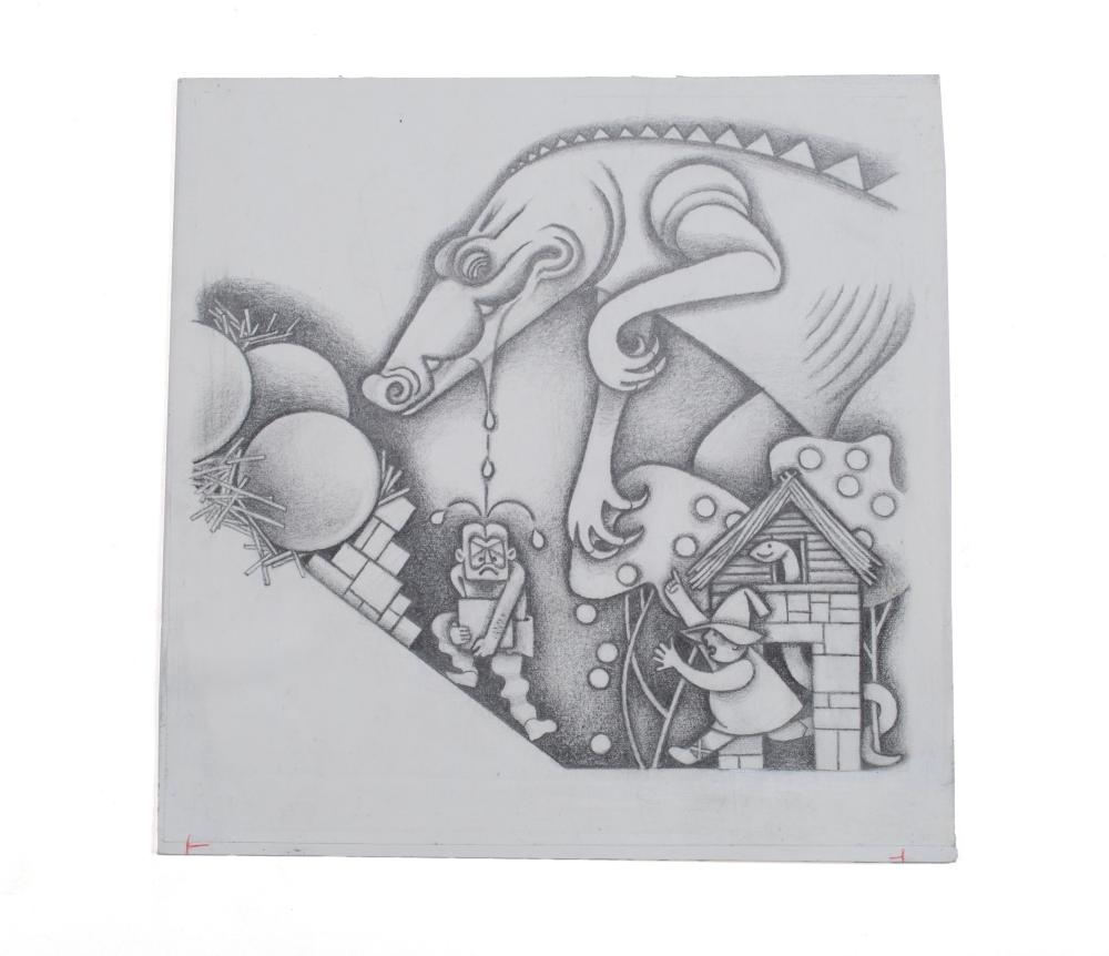 Hal Poth | a stippled pen and pencil tondo of a sleeping woman and a ...