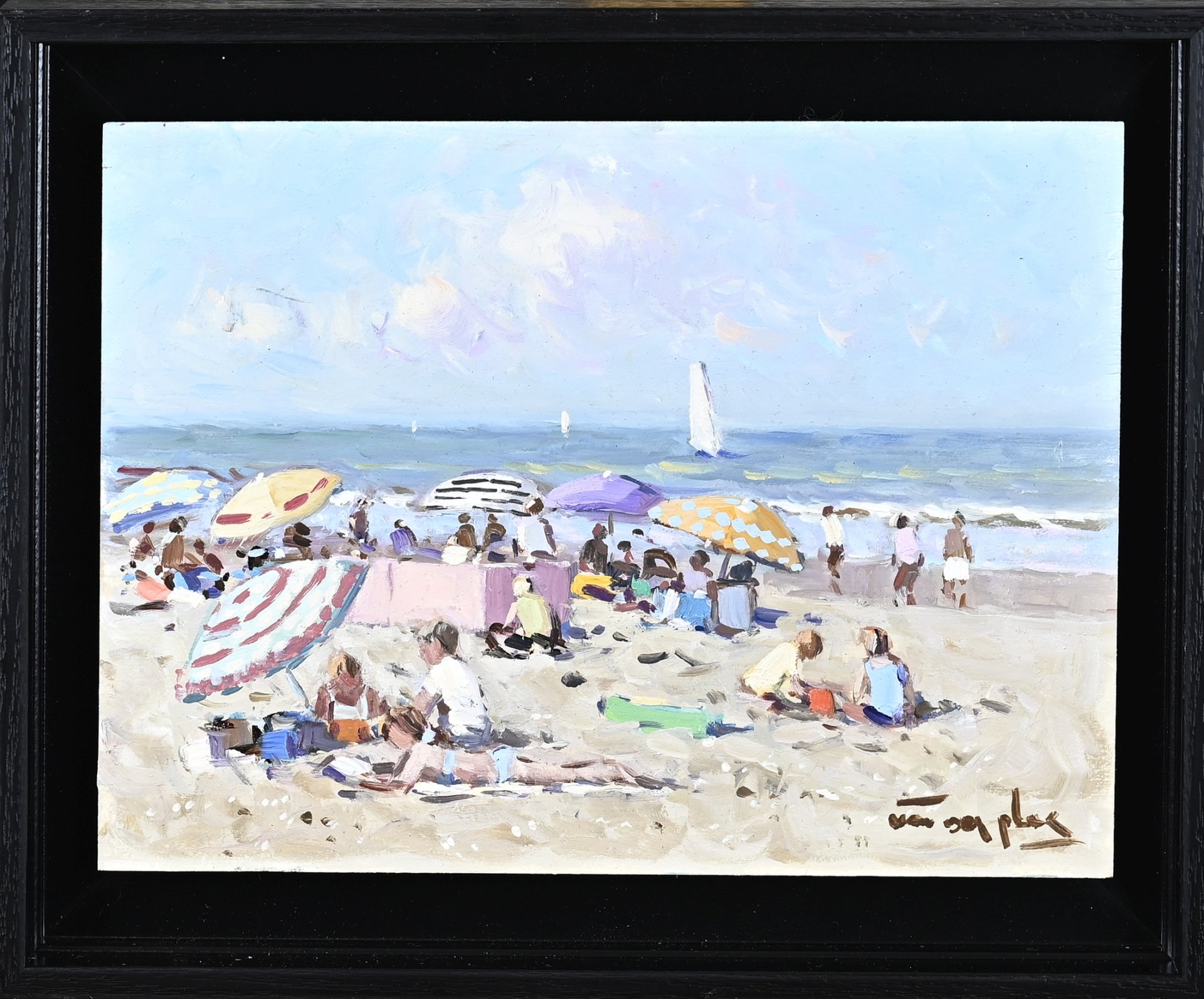 Niek van der Plas | Strandgezicht met figuren (1954) | MutualArt