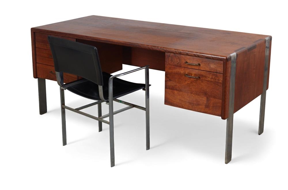 Gerald McCabe | A Gerald McCabe shedua desk and cidue leather arm chair ...