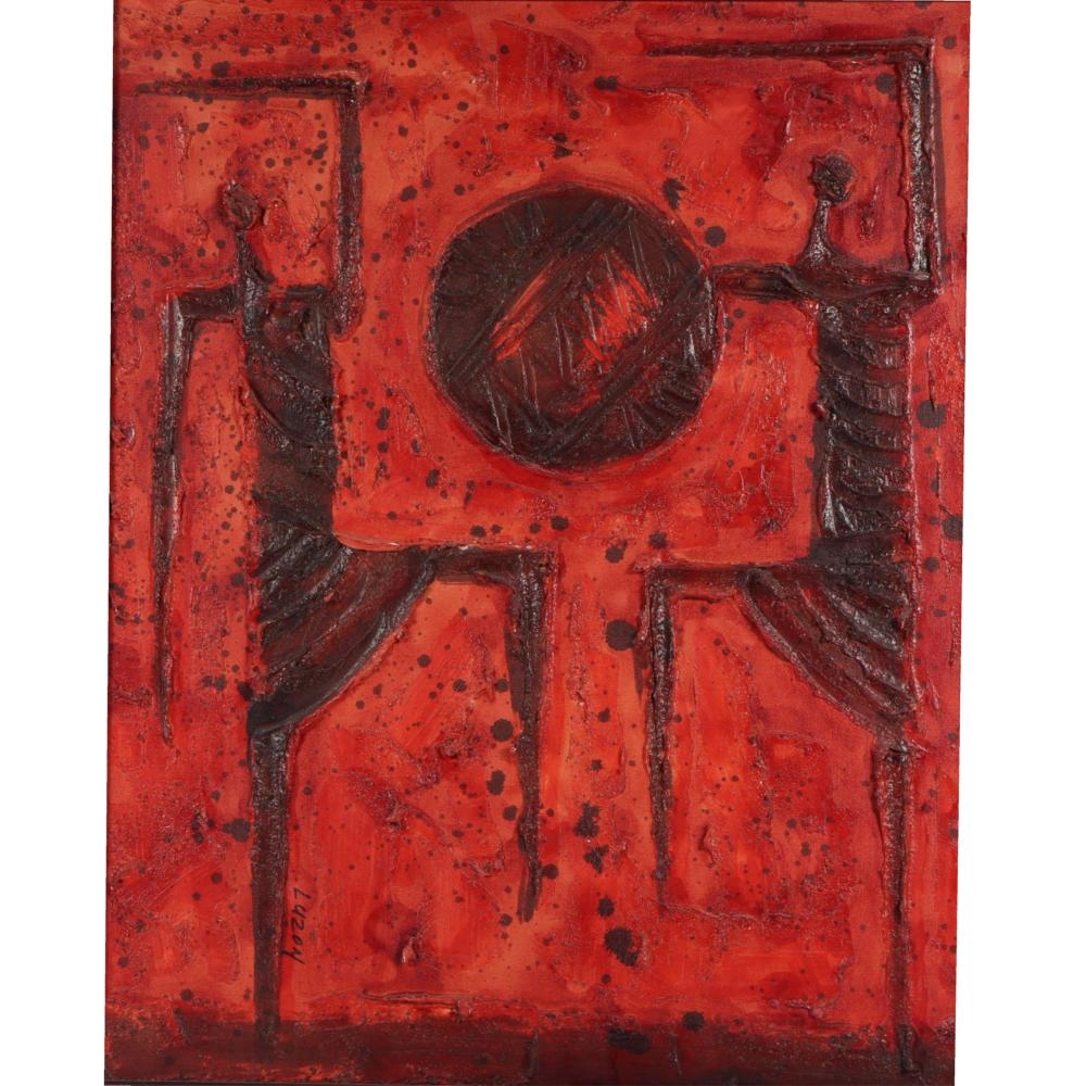 Luzon | Mid Century Modernist abstract warrior figure impasto oil ...