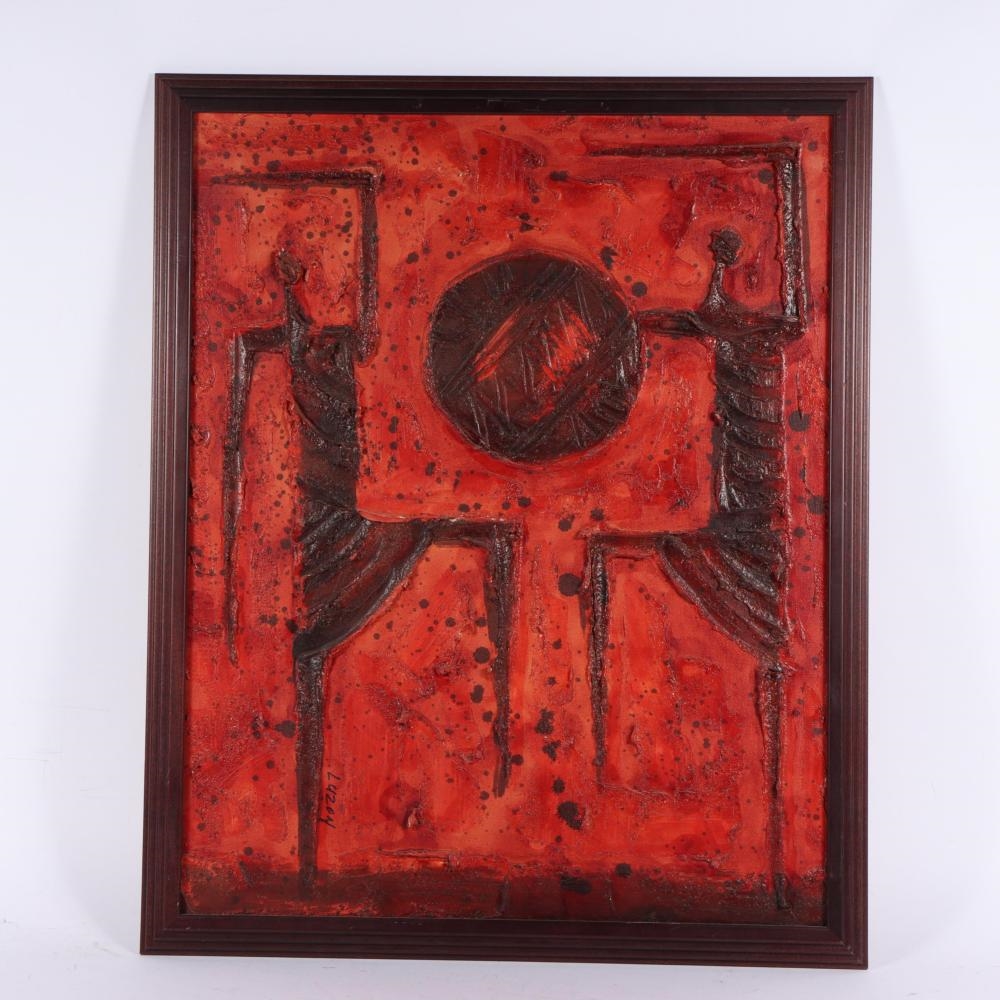 Luzon | Mid Century Modernist abstract warrior figure impasto oil ...