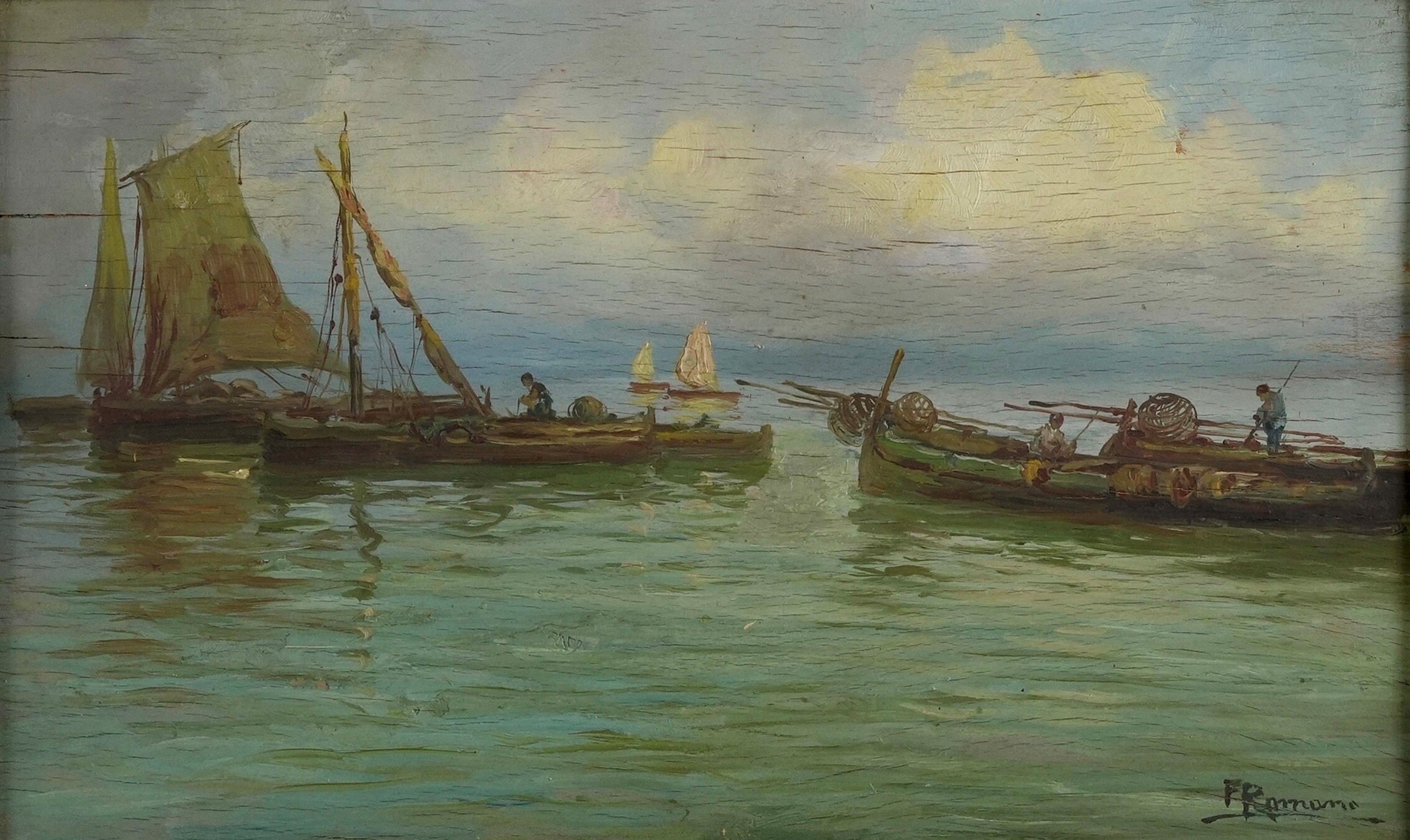 Francesco Romano | Marina con pescatori | MutualArt