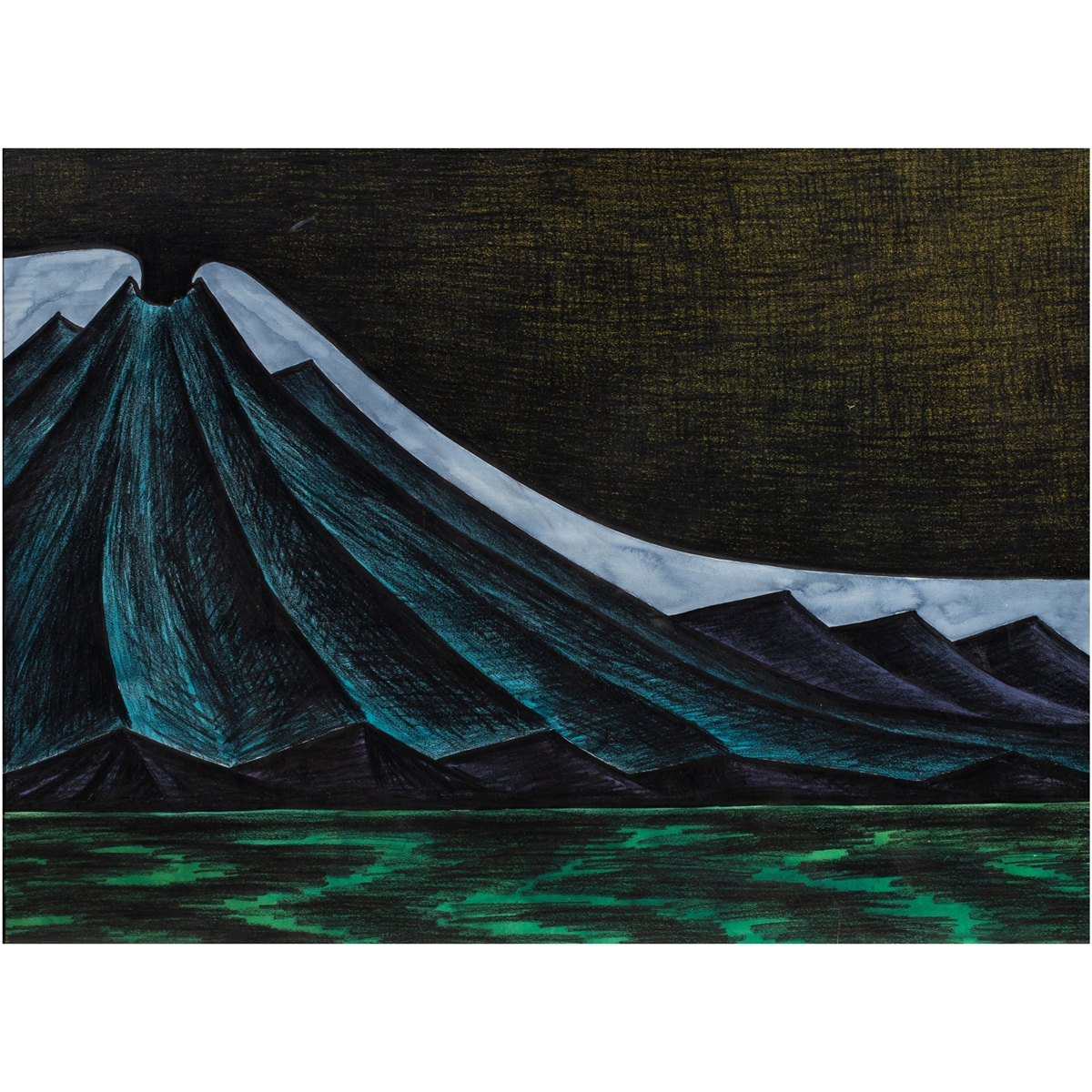 Edward Hagedorn | Aqua Volcano Yellow Black Eruption | MutualArt