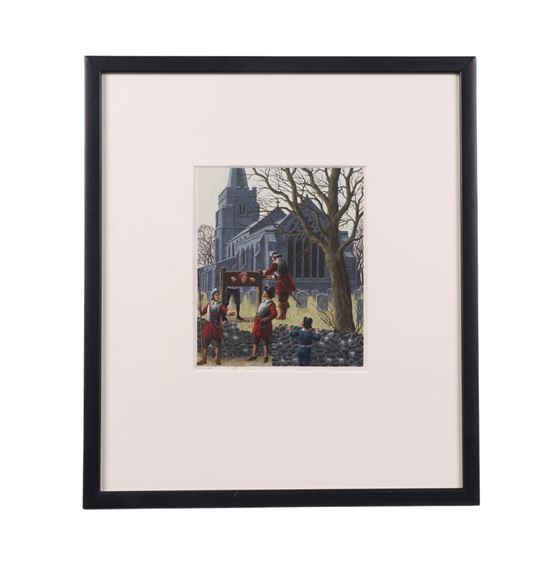 Justin Todd | medieval soldiers and a serf in stocks in front of a ...