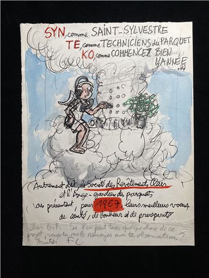 Jean Effel | Best Wishes for 1967, Syn as in Saint-Sylvestre, TE, as in ...