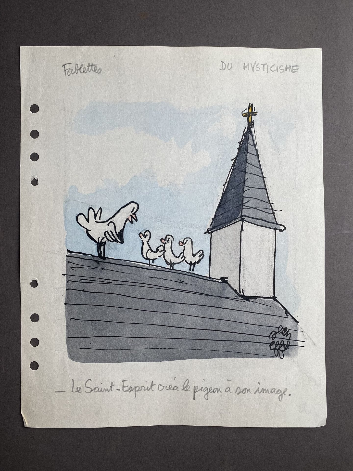 Jean Effel | The Holy Spirit created the pigeon in his image | MutualArt