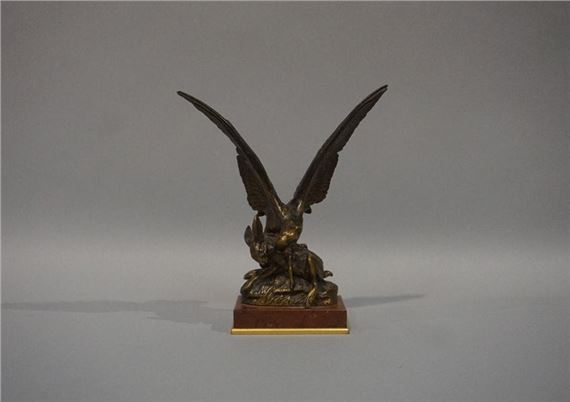 Antoine-Louis Barye | Milan with spread wings carrying a hare (Late 19 ...