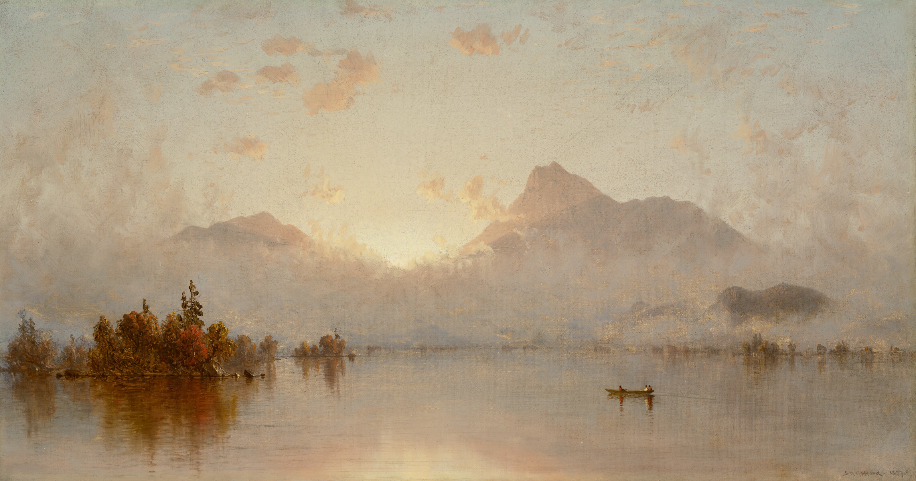 Sanford Robinson Gifford | A Sunrise on Lake George (1877) | MutualArt