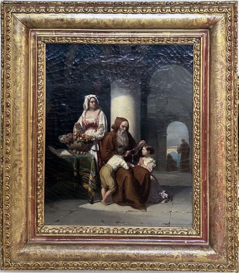 Jules Jean Baptiste | Young Italian Peasant Woman Hugging a Monk (1844 ...