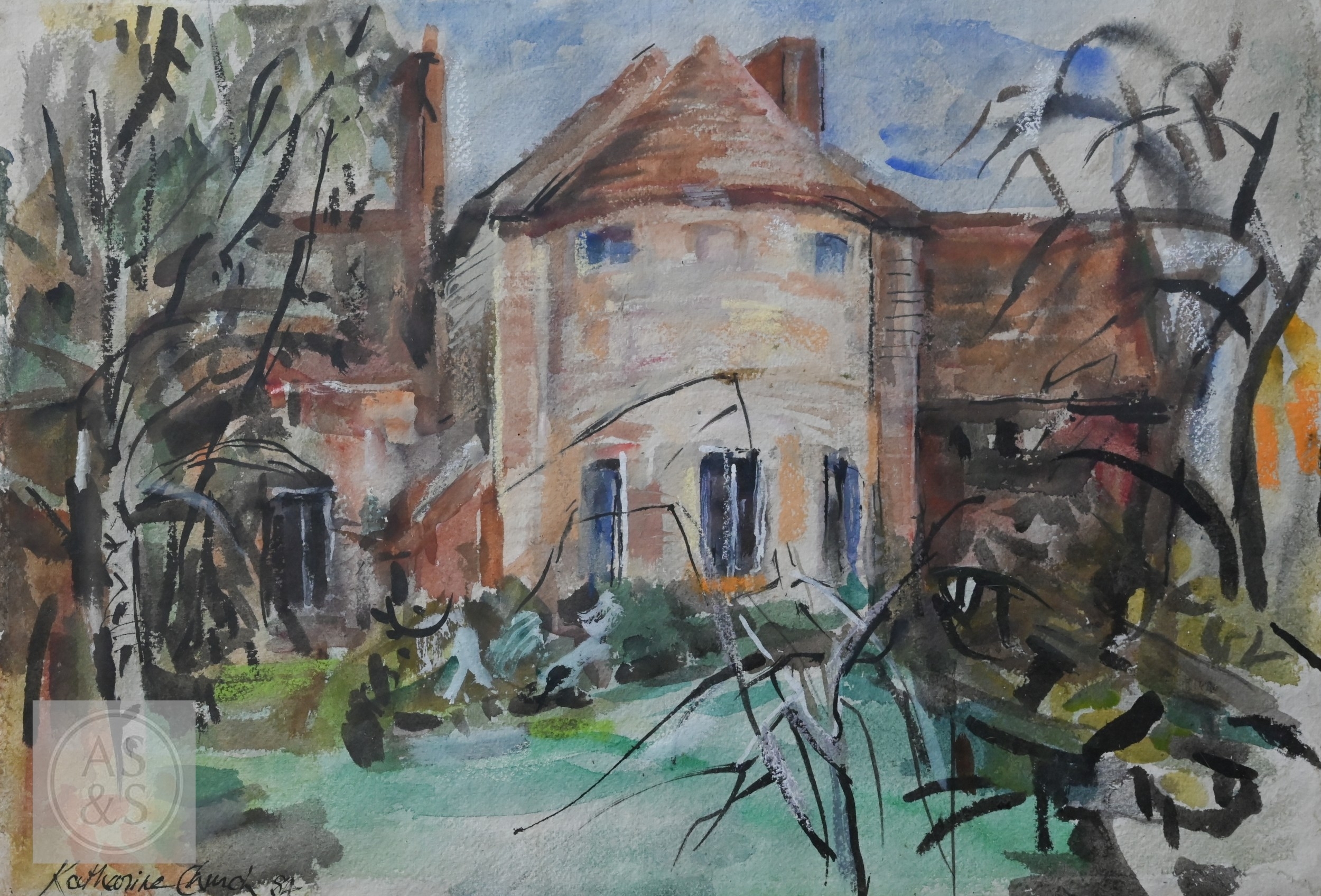 Katharine Church | Oast house landscape (1984) | MutualArt