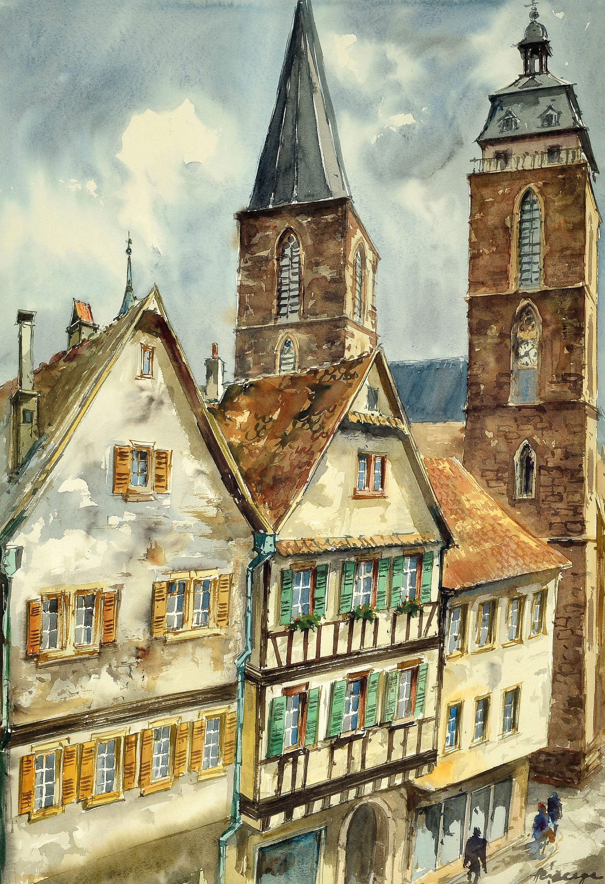 Heiner Deege | Herrenhof, City center with a view of the towers of the ...